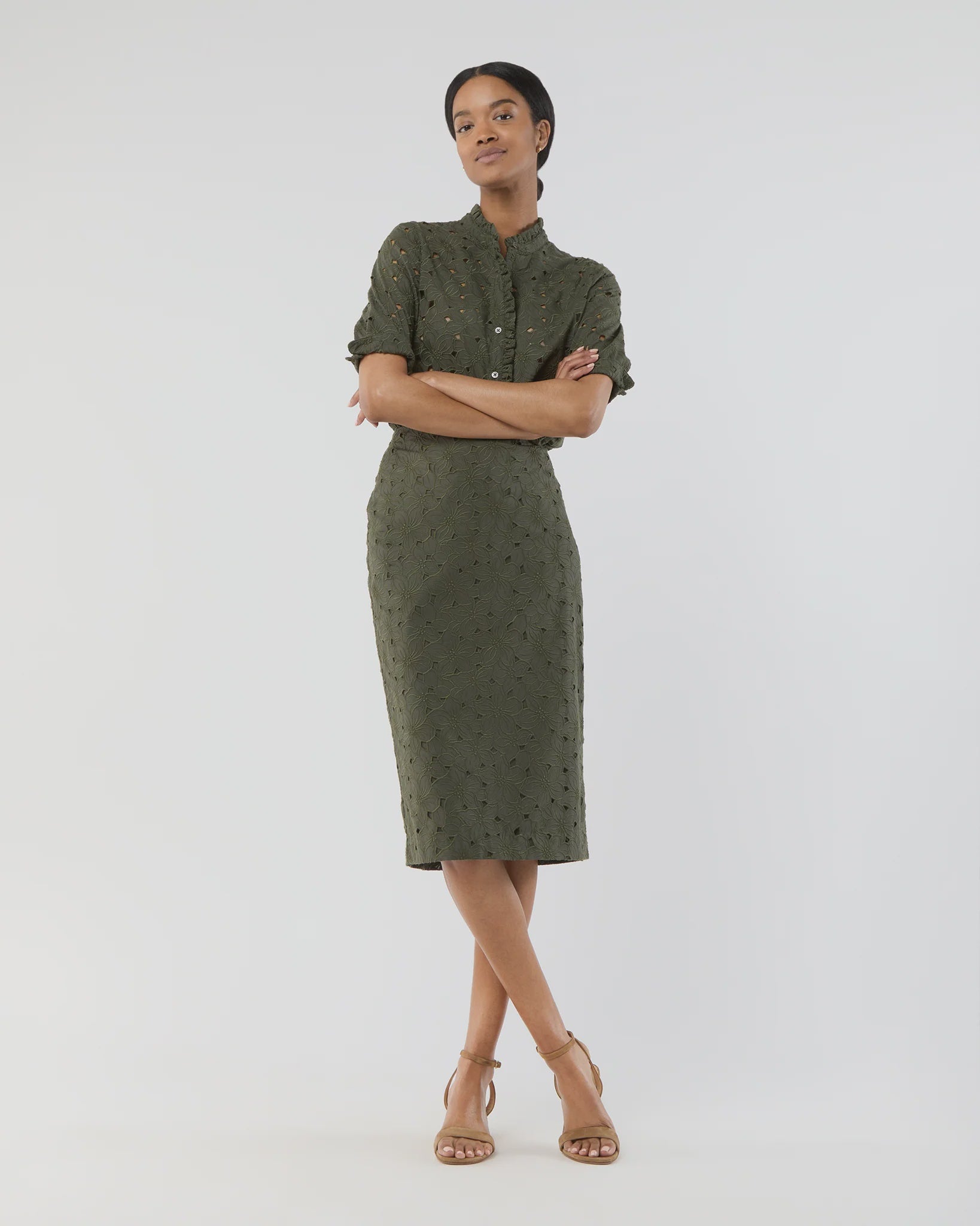 AM Army Green Eyelet Skirt – Edit by LBP